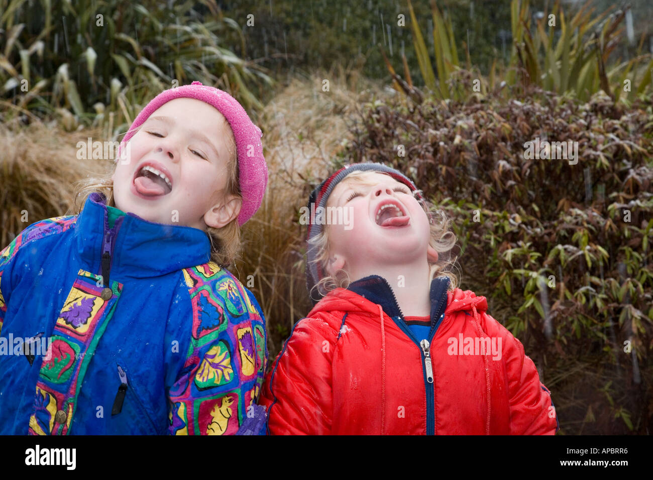 Children Catching Snowflakes Mt Ruapehu Central Plateau North Island ...
