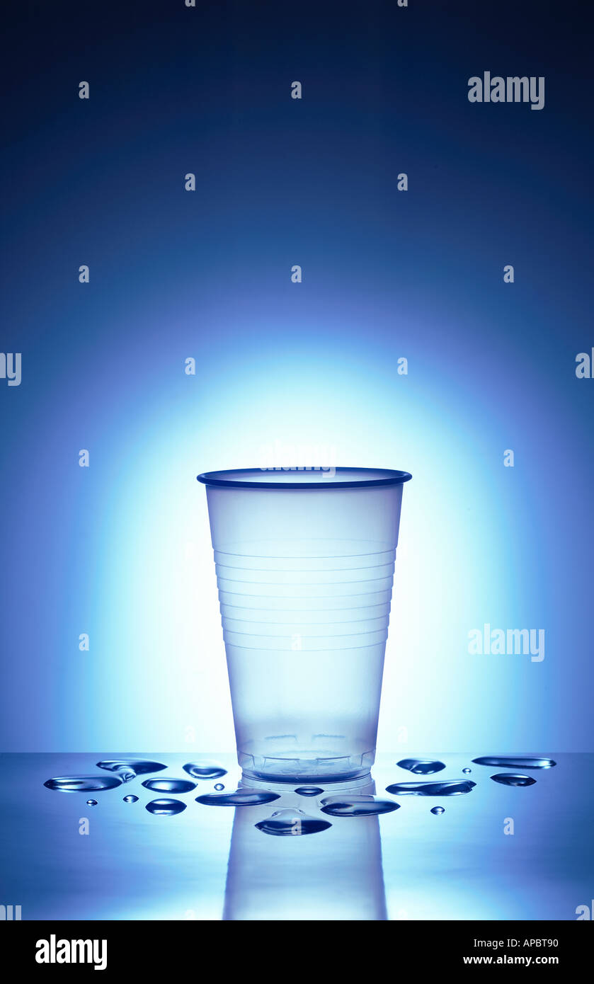 Empty plastic cup with water Stock Photo - Alamy