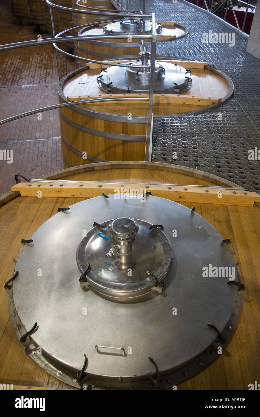 Oak aging tanks Montes winery Colchagua Valley Chile Stock Photo - Alamy