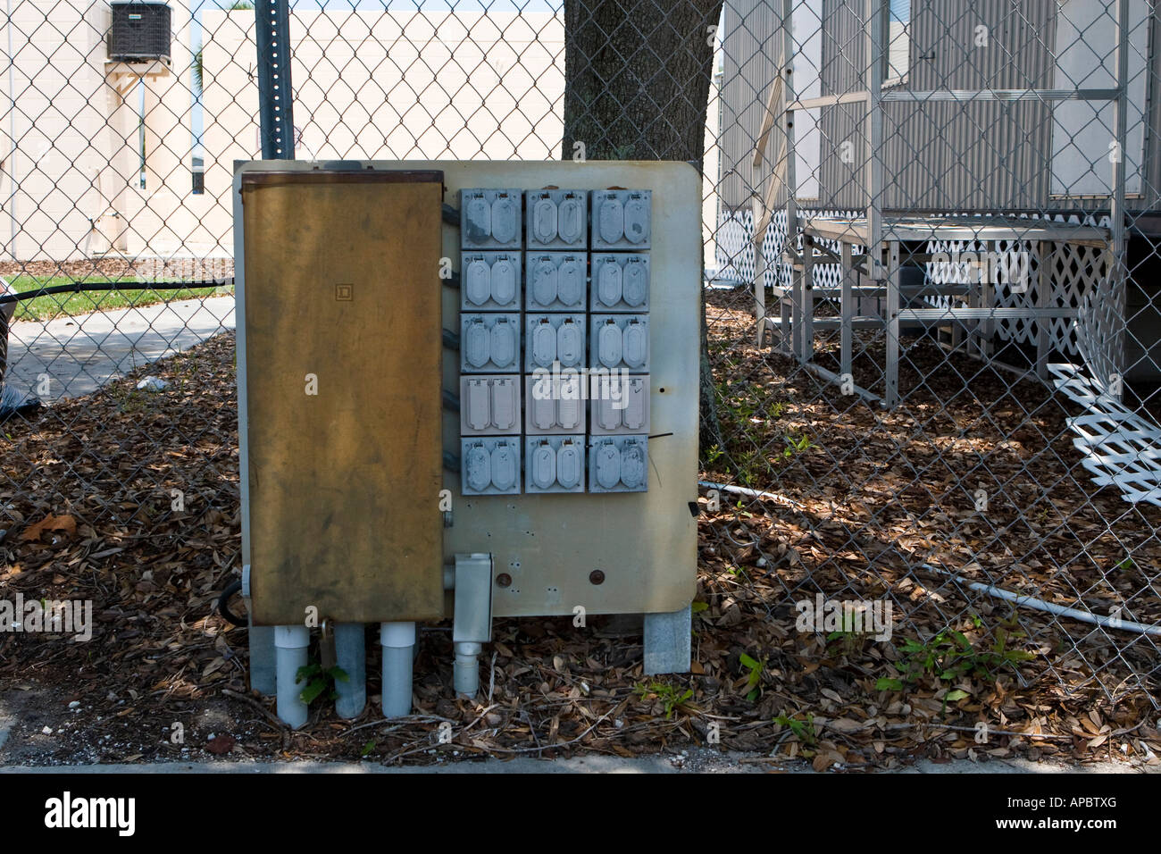 Industrial Electrical Box with Multiple Gang Outlets Stock Photo - Alamy