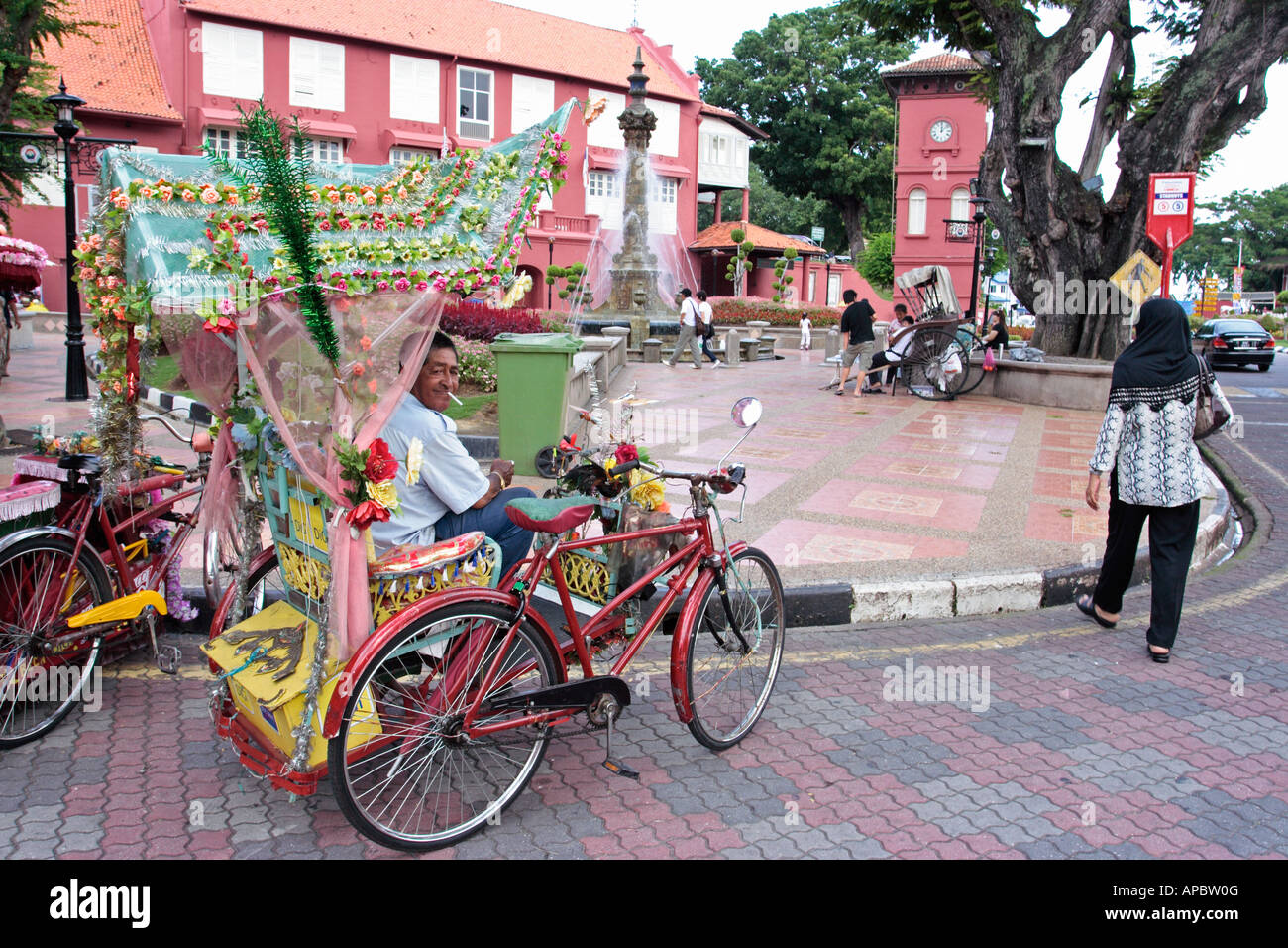 Colourful and heavily decorated trishaw in Malacca, Malaysia Stock ...