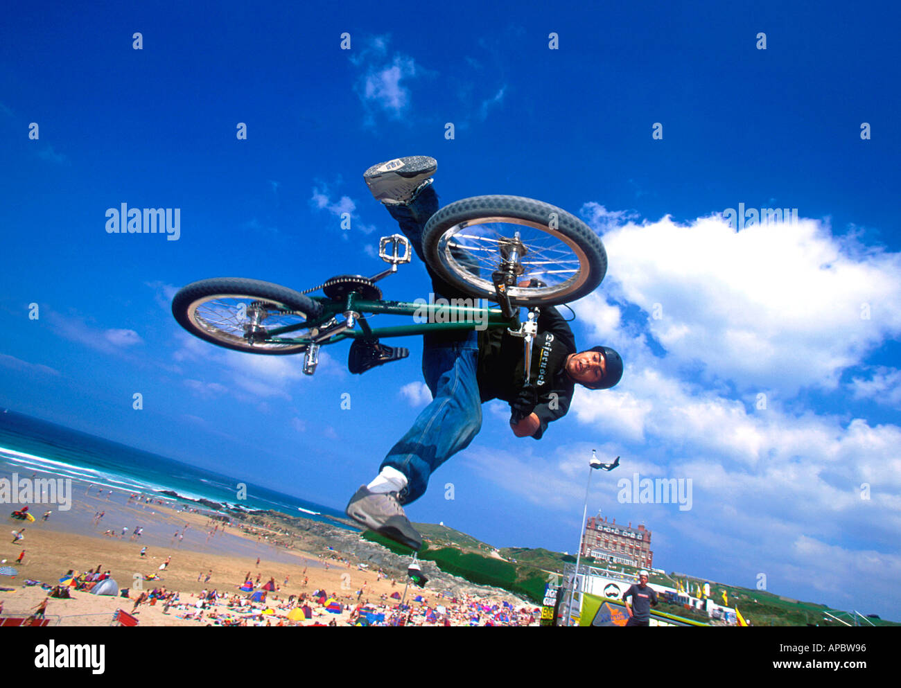 Jerry Gallagher BMX action at the Rip Curl Board Masters Newquay Stock ...