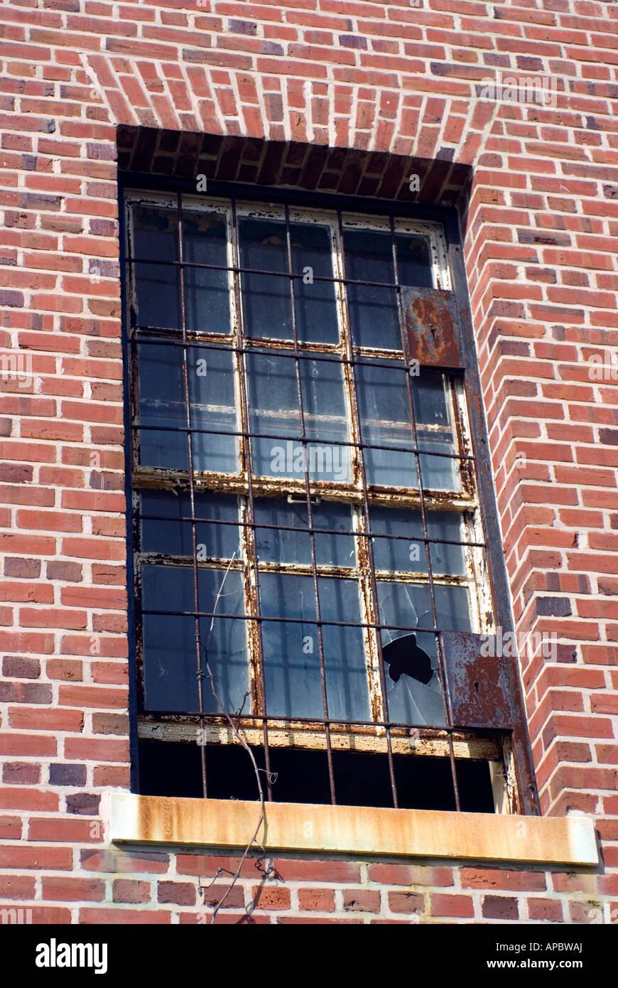 window at abandoned psychiatric hospital, Long Island, New York Stock ...