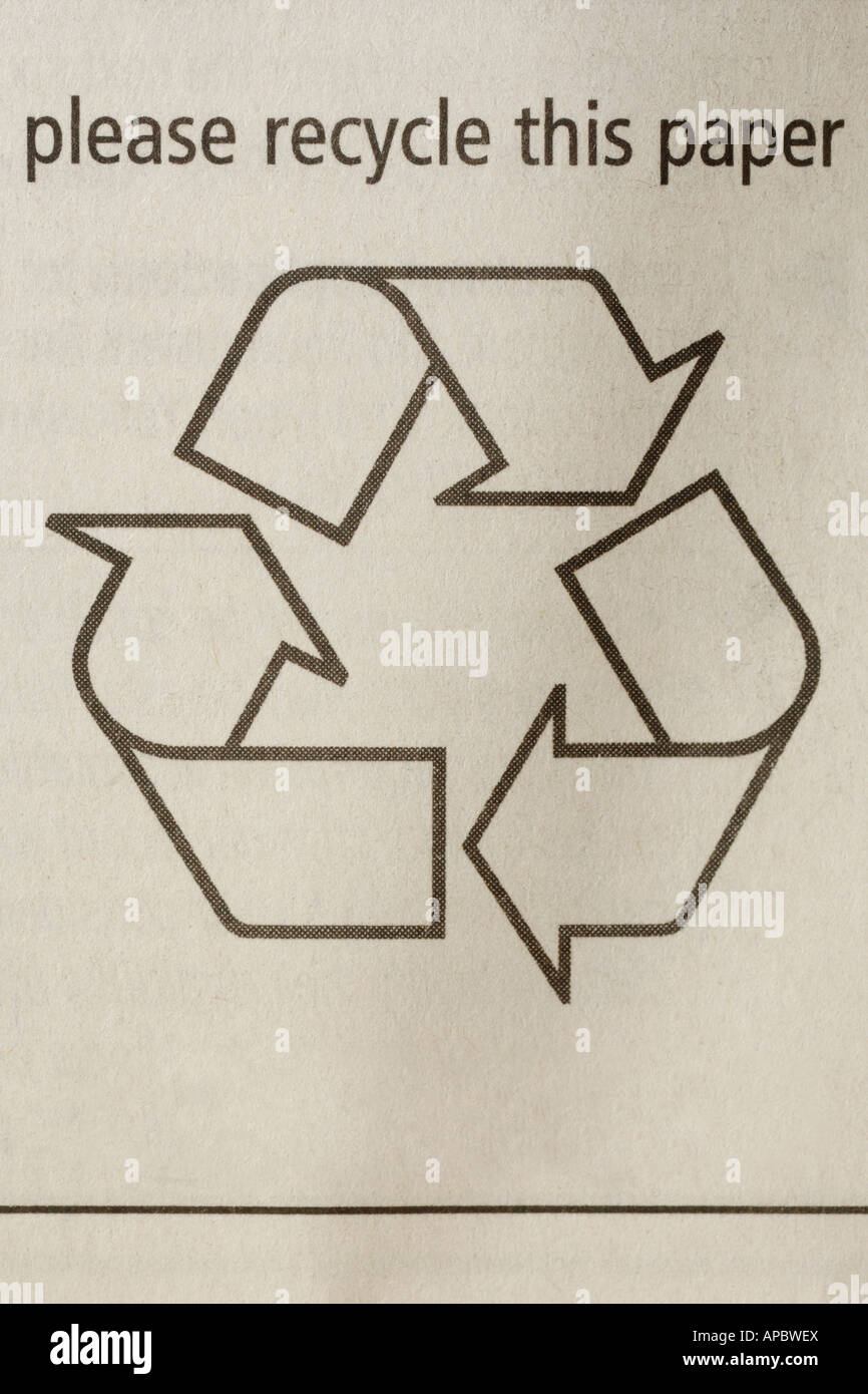 please recycle this paper notice on a newspaper Stock Photo - Alamy