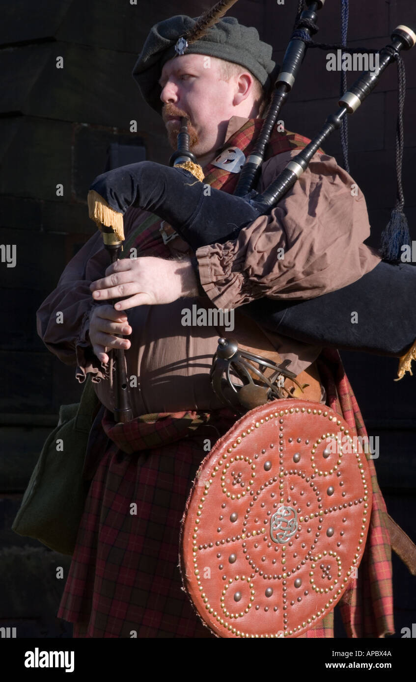 A Scottish Bagpipe player at the re-enactment of the English Civil War ...