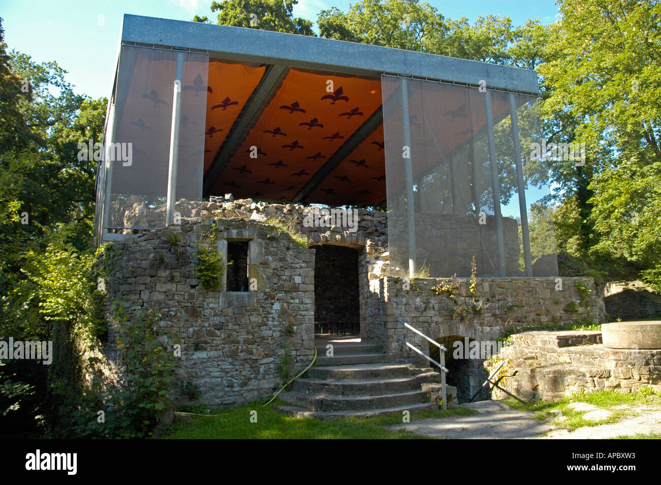 Excavations, castle Vlotho on the Amtshausberg, Teutoburg Forest, North ...