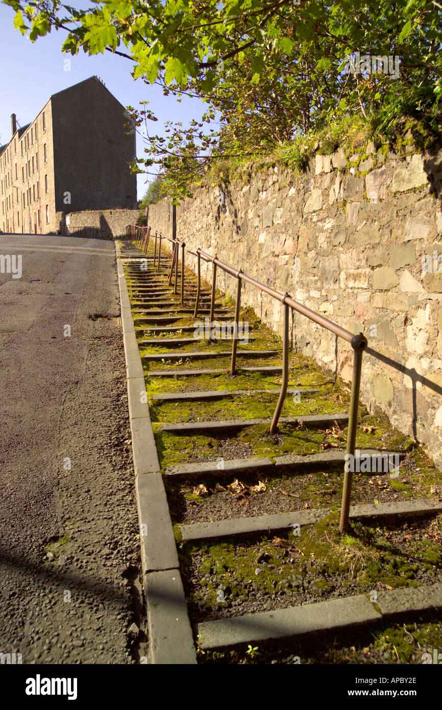 Steps in Street leading up to tenament block Port Glasgow Inverclyde ...