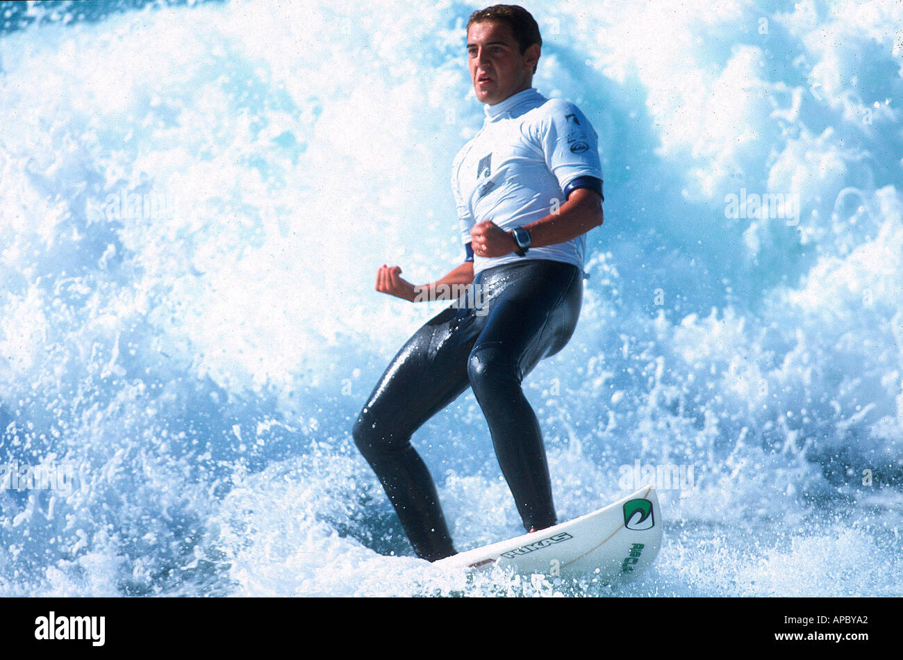 Surfing in Mundaka Spain October 2001 Stock Photo - Alamy