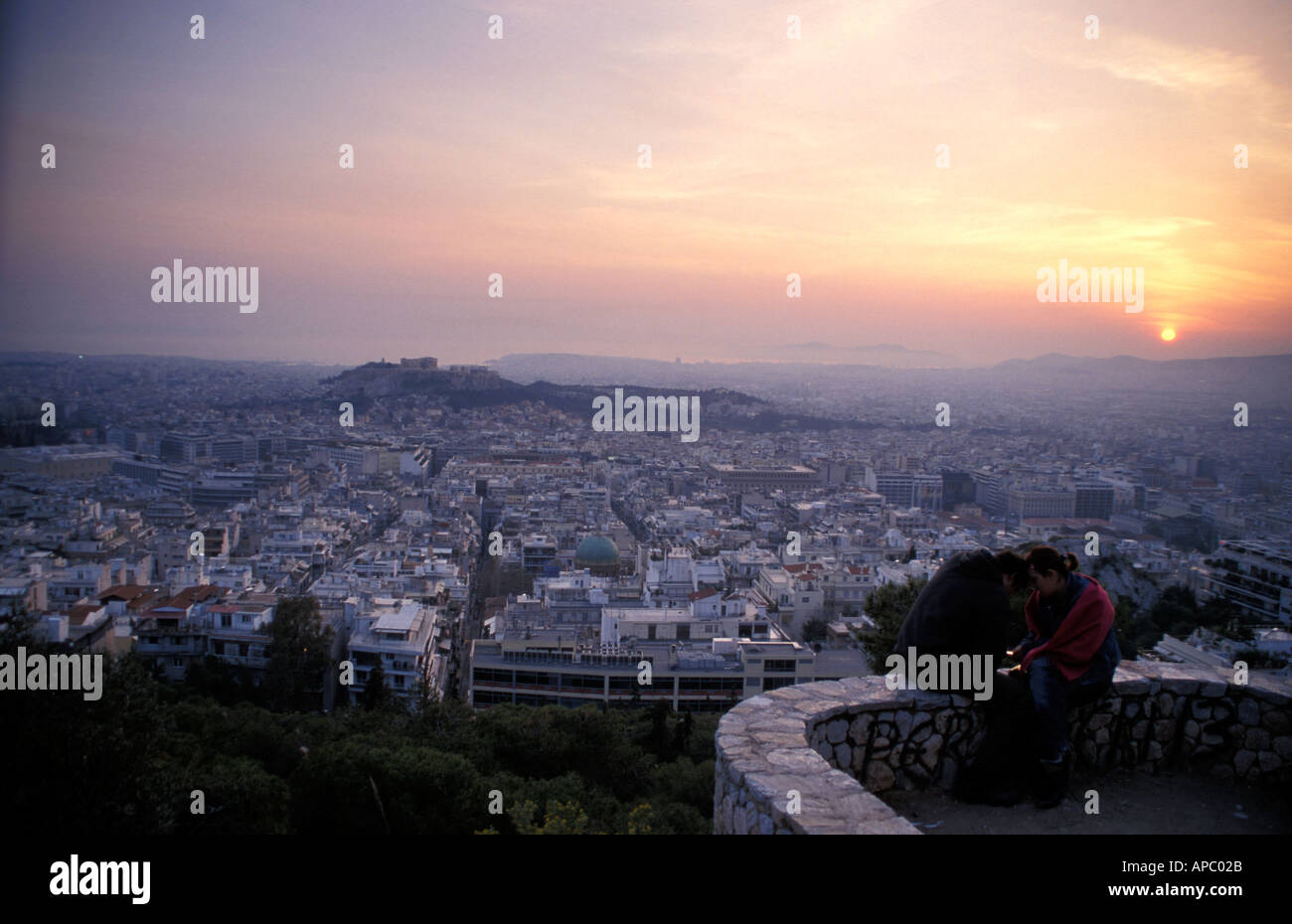 Greece acropolis sunset silhouette hi-res stock photography and images ...