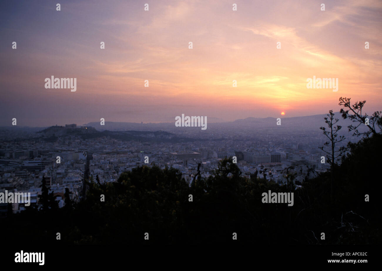 Greece acropolis sunset silhouette hi-res stock photography and images ...