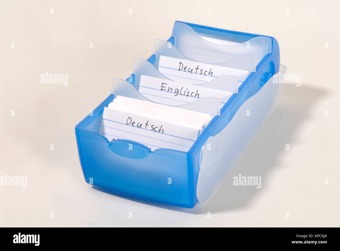 Card index box with vocabulary cards Stock Photo - Alamy