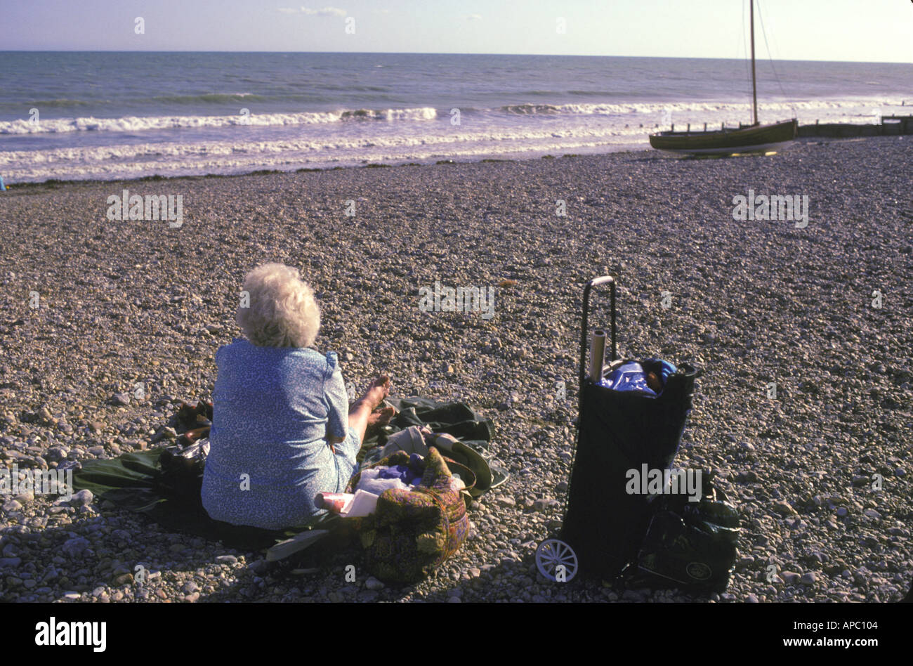 Old Age Pensioner on beach Stock Photo - Alamy