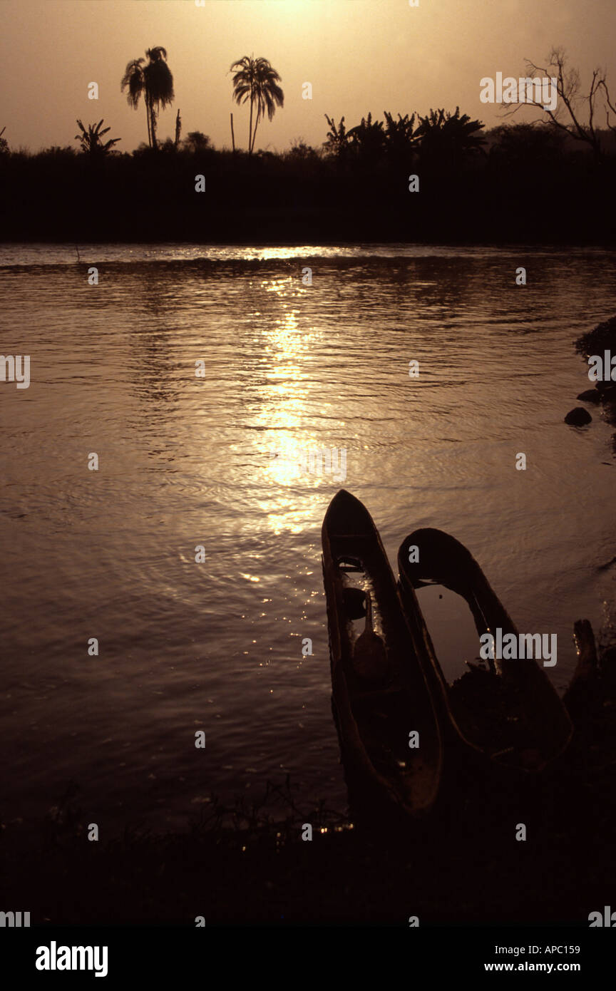 Pirogues dugouts Congo Zaire River D R Congo Central Africa Stock Photo ...