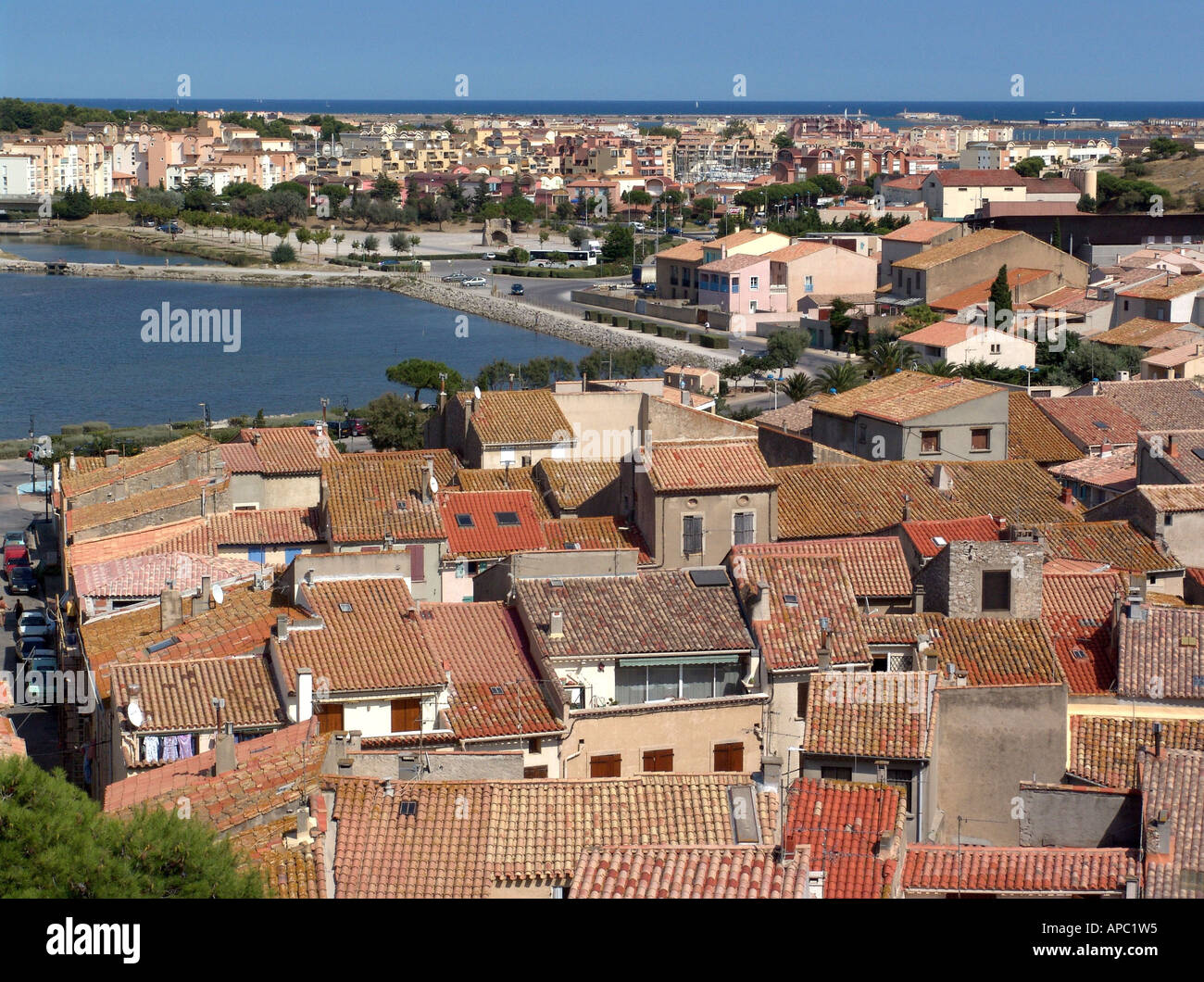 View over Gruissan, medieval city at the Mediterranean, France ...
