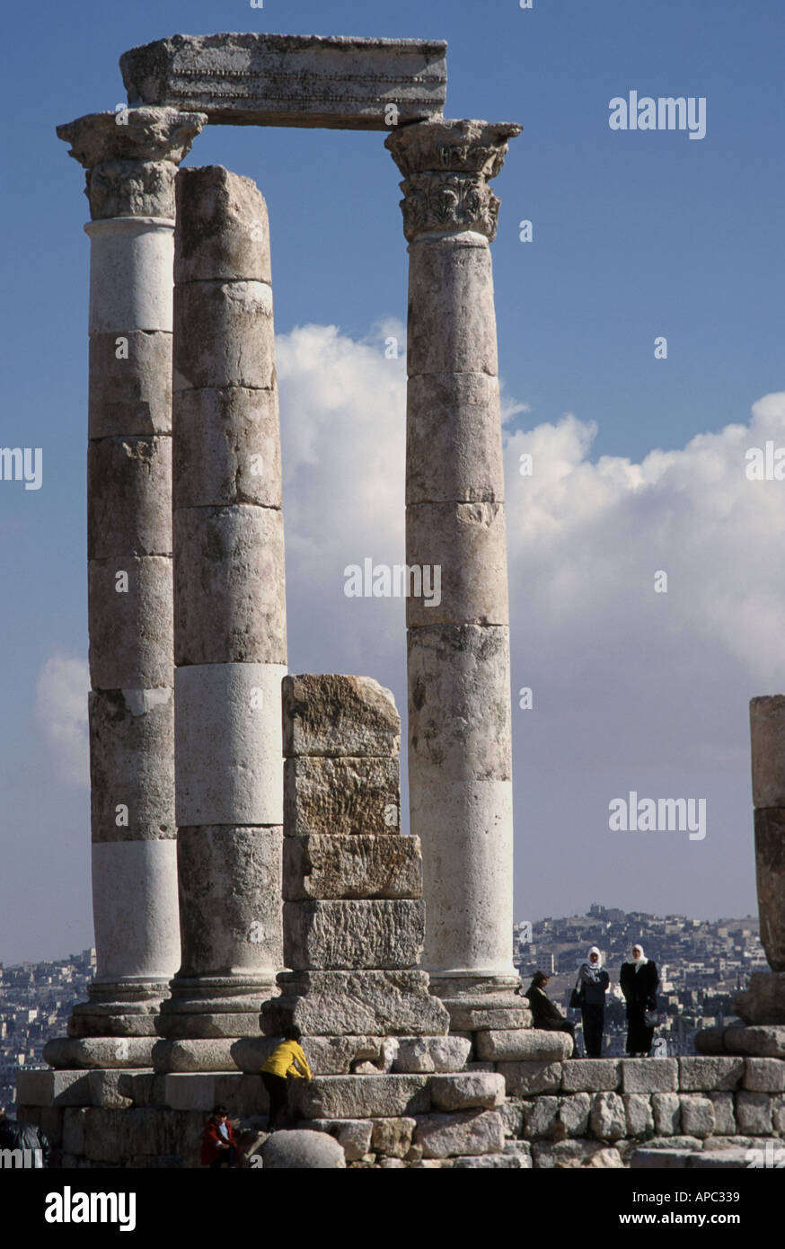 Two columns at Temple of Hercules The Citadel in Amman Jordan Ruins are ...