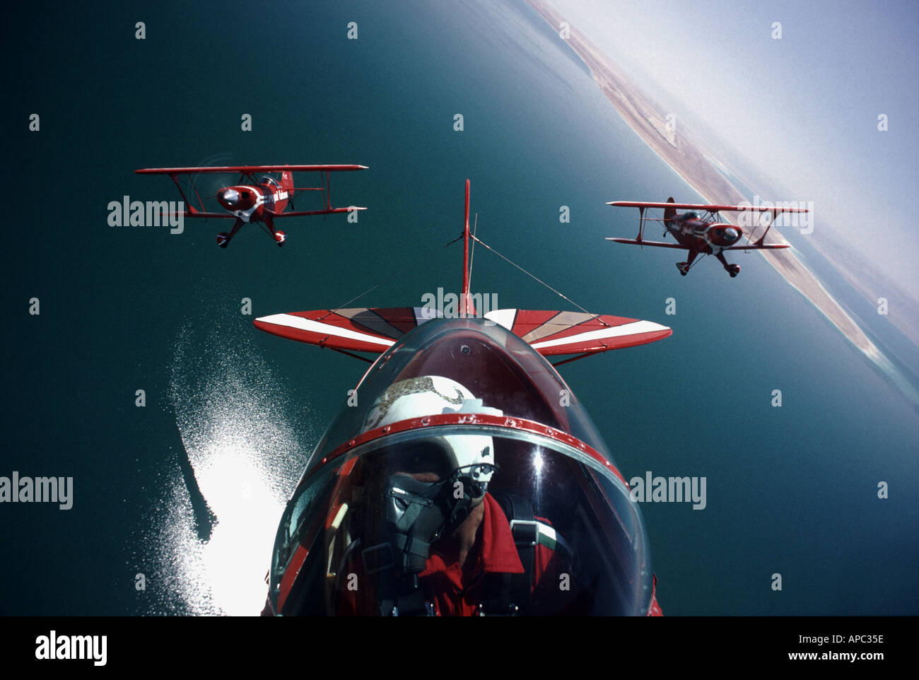 Jordanian stunt pilot flying in Pitts Special aerobatic aircraft in ...