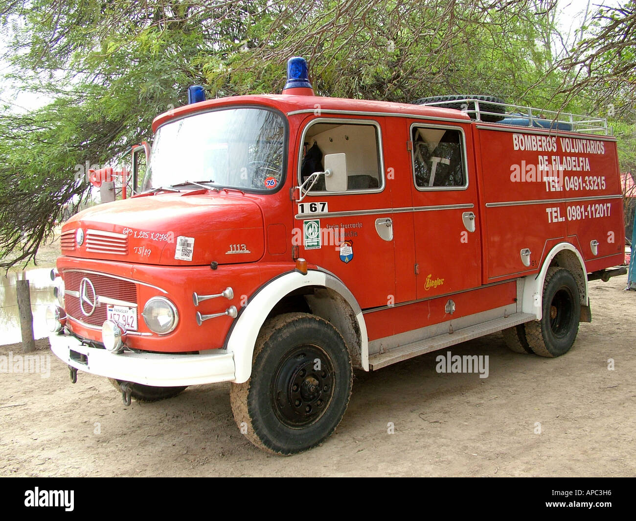 Fire engine of the voluntary fire brigade, Mennonite colony, Filadelfia ...