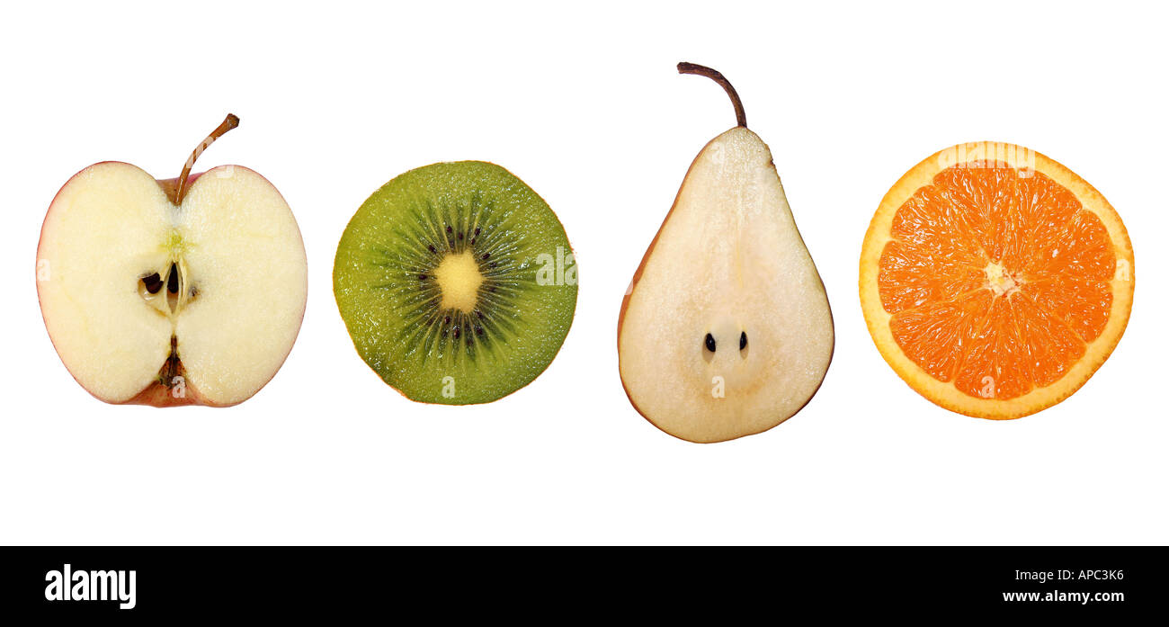 cross sections of a variety of top selling fruits Stock Photo - Alamy