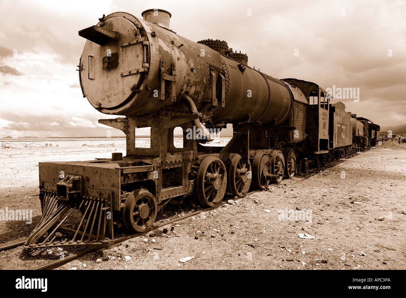 The Uyuni Train Graveyard near the Salar de Uyuni on the Altiplano of ...
