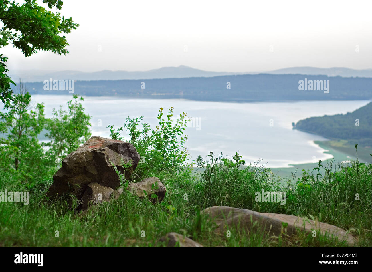Volcanic rocks near Lago di Vico (lake of Vico) - Viterbo, central ...