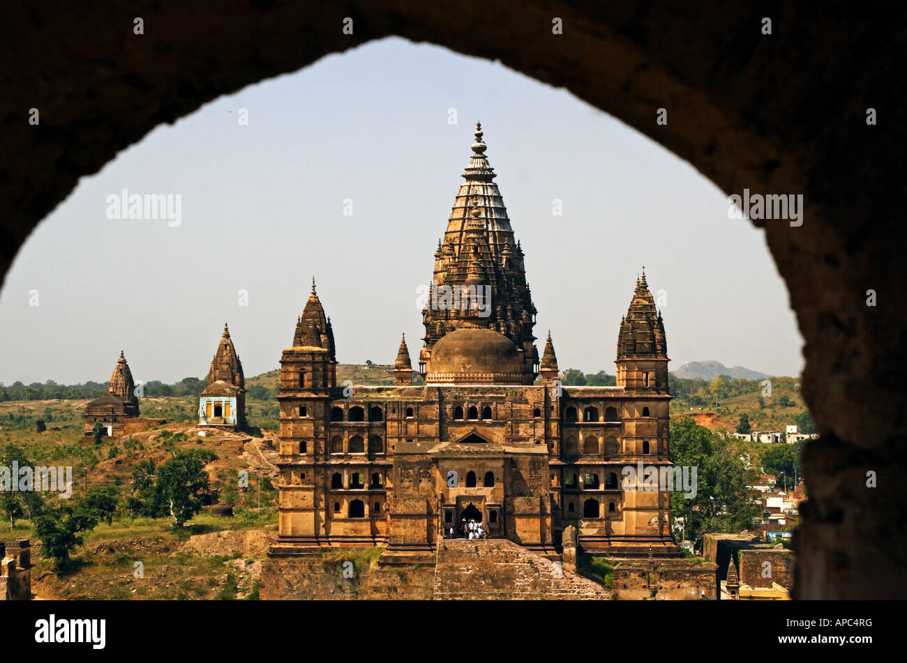 View of the Hindu temples of Orcha, India Stock Photo - Alamy