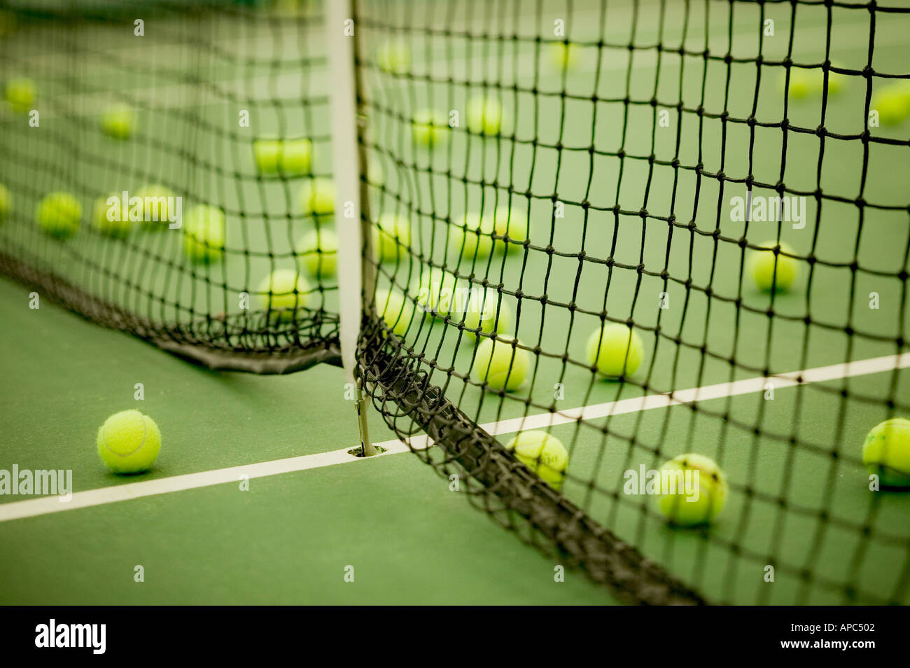 Tennis Court and Balls 4 with net Stock Photo - Alamy