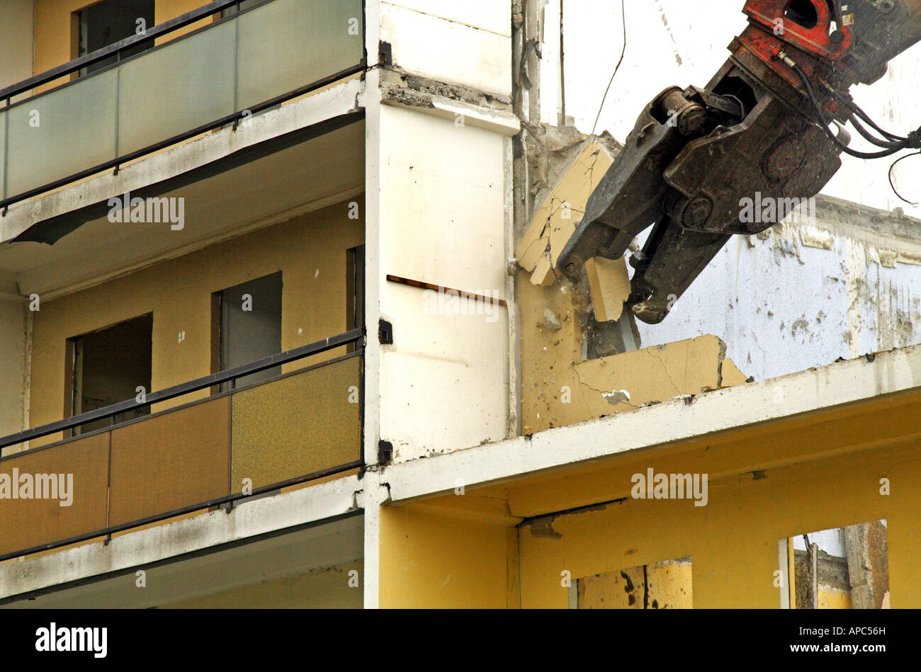 Demolition of some old concrete buildings in East Germany Stock Photo ...