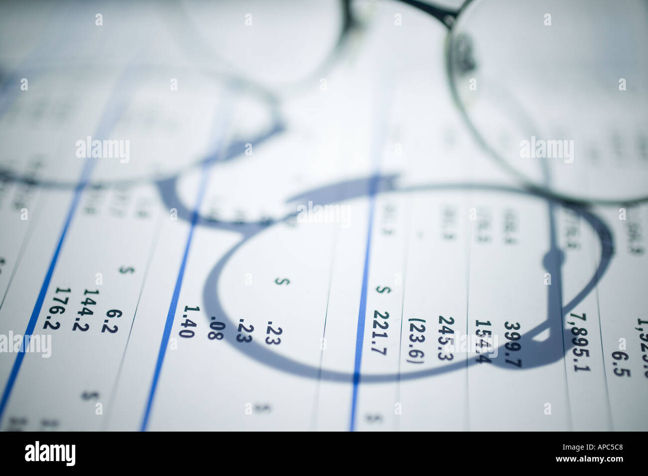 Financial Numbers and Figures Print Glasses 1 White Stock Photo - Alamy