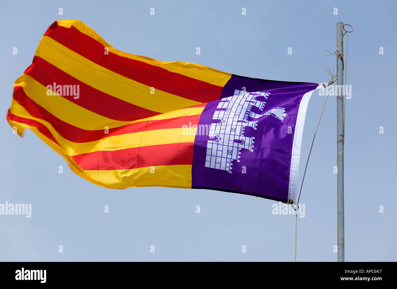 The flag of the Balearic Island Majorca Stock Photo - Alamy