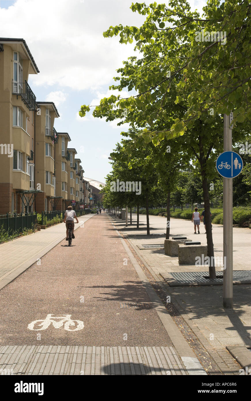 Cyclist on cycle path Stock Photo - Alamy