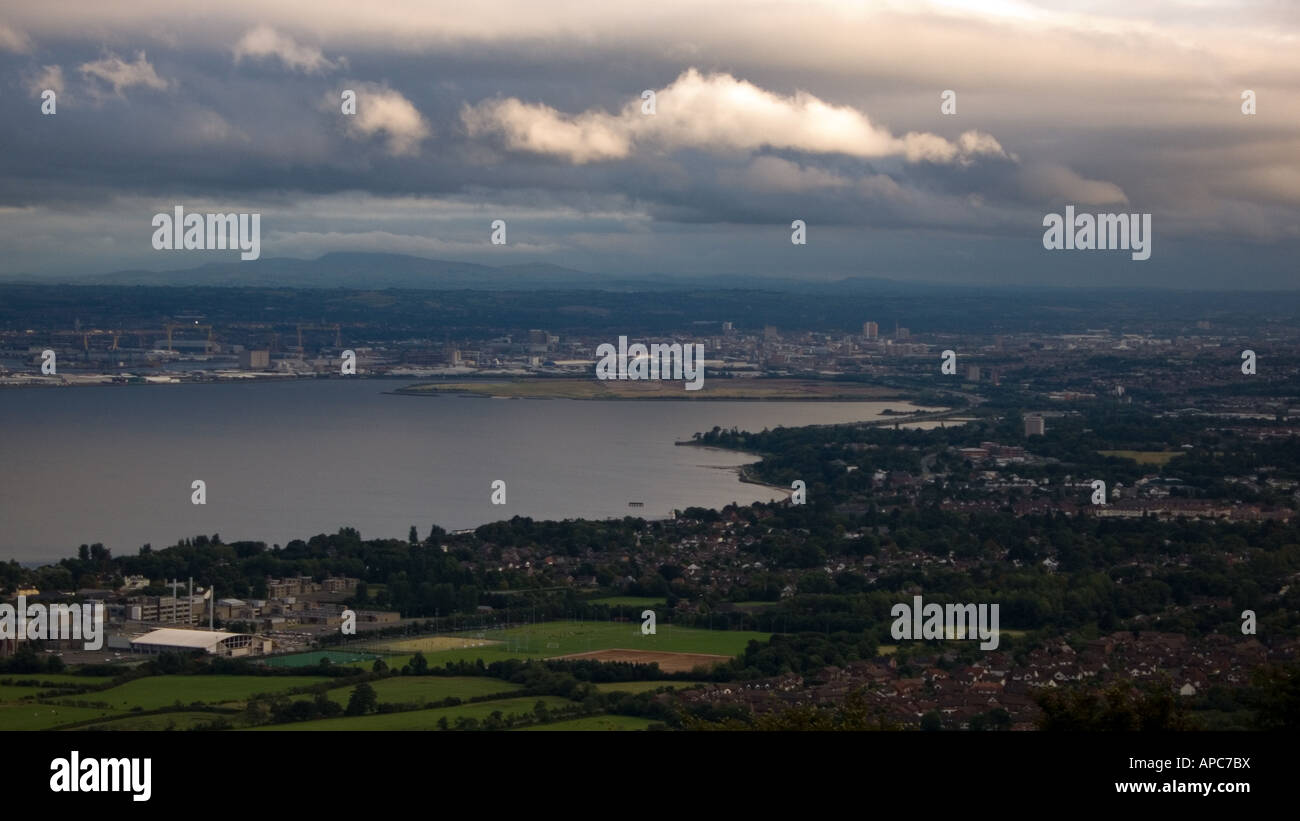 Belfast seen from the Knockagh Monument, Carrickfergus, Co. Antrim, N ...
