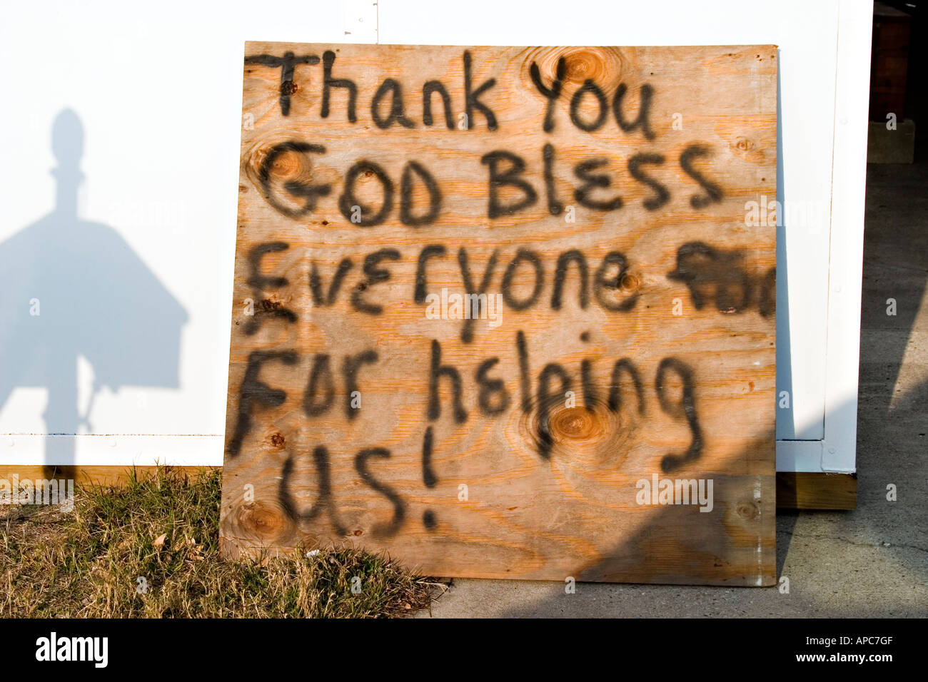 Sign after Hurricane Katrina says Thank you god bless everyone for ...