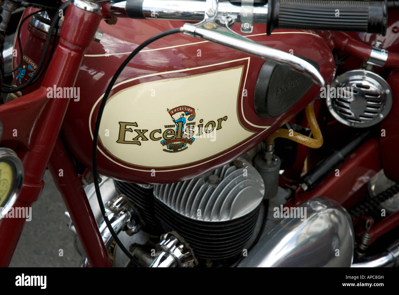 Excelsior motor bike tank detail Stock Photo - Alamy