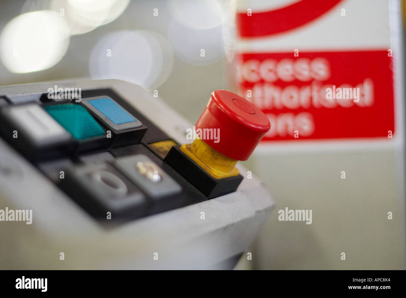 Industrial emergency stop button Stock Photo - Alamy