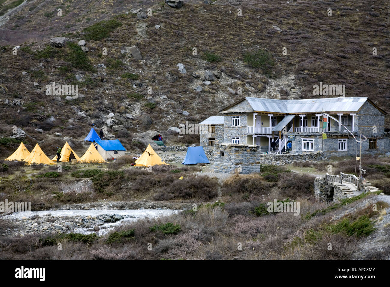 Tilicho basecamp hotel. On the way to Tilicho Lake. Annapurna circuit ...