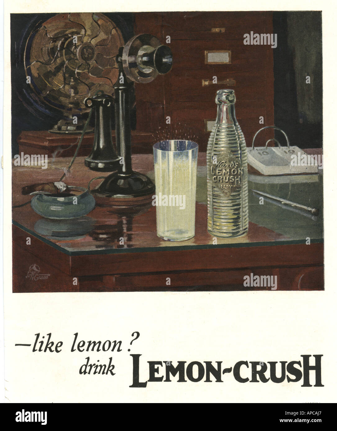 Advertisement for Lemon Crush circa 1930 Stock Photo - Alamy