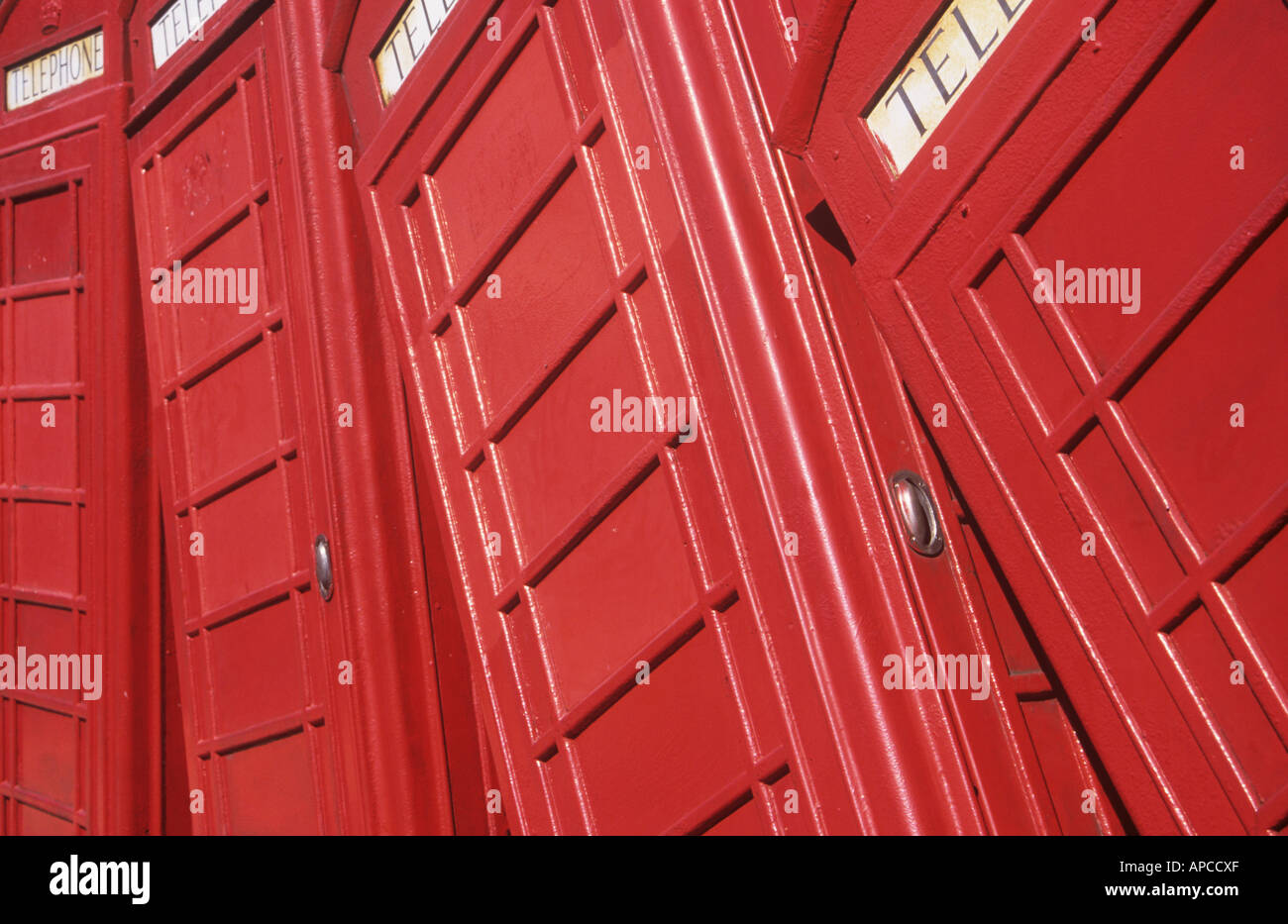 Detail of David Mach's Leaning Telephone Boxes Street Sculpture, London ...