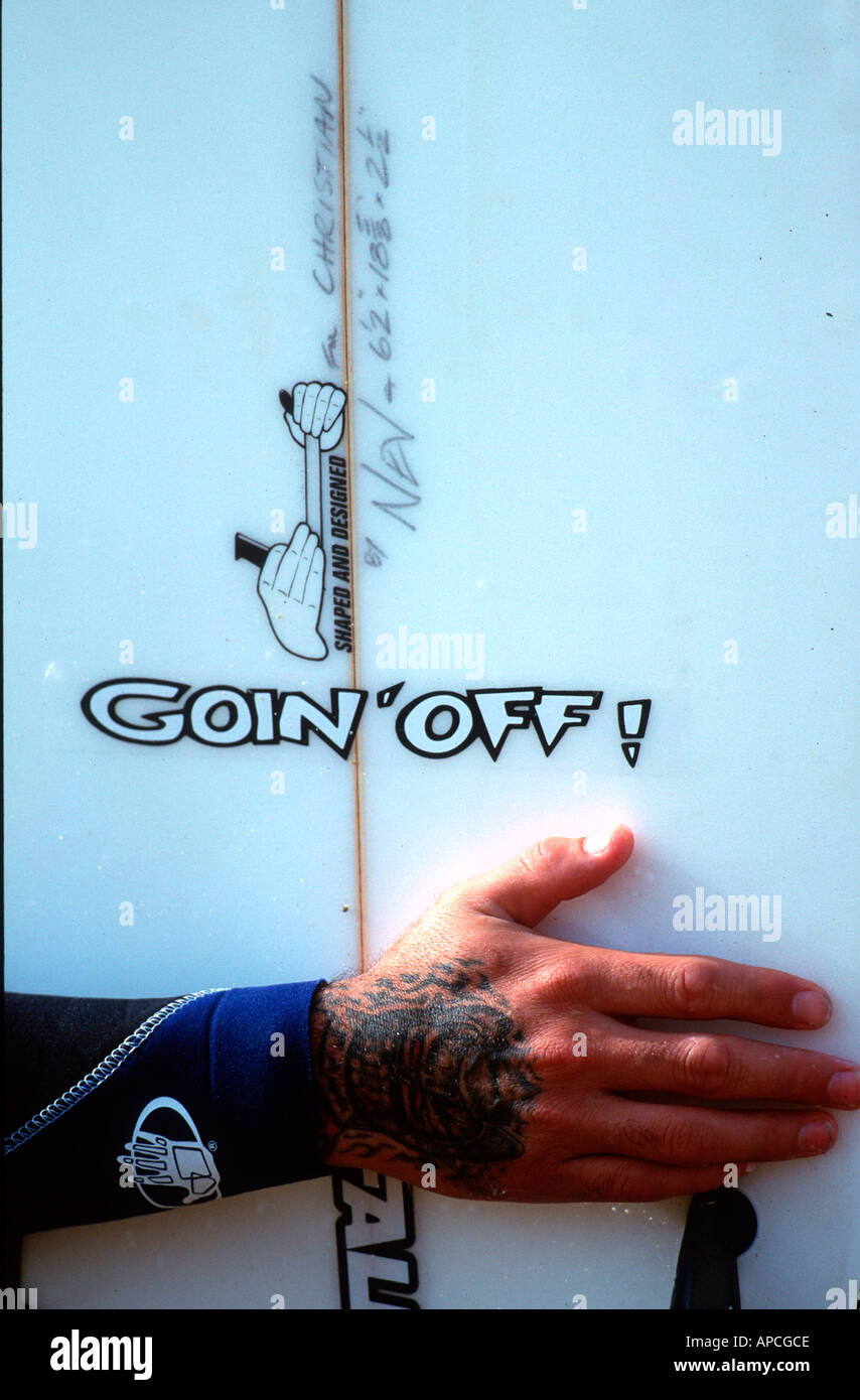 Christian Fletcher s surf board Quik Cup France 2001 Stock Photo - Alamy