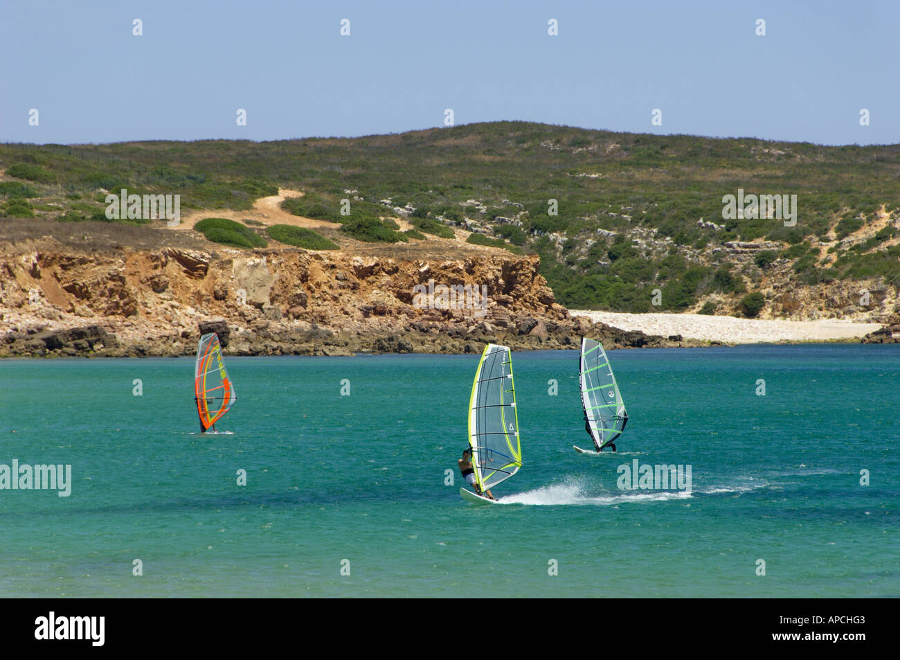 Windsurfers At Martinhal Beach Stock Photo - Alamy