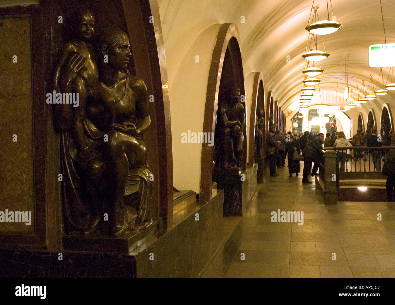 Beautiful statues decorating one of Moscow s many magnificent metro ...