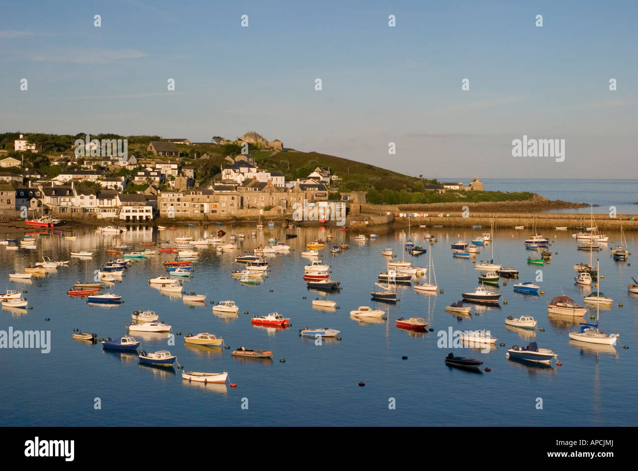 Hugh Town harbour on St Marys island on Isles of Scilly England UK ...