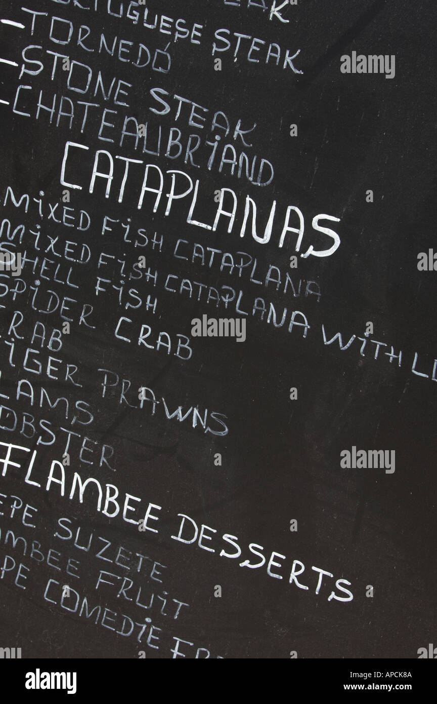 algarve restaurant menu in a chalk board Stock Photo - Alamy