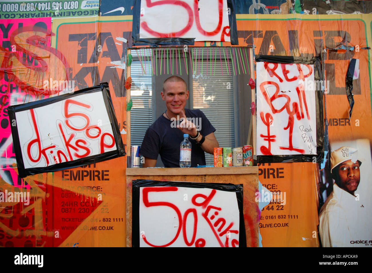 Alcohol and beer being sold in the street at the annual stree festival ...