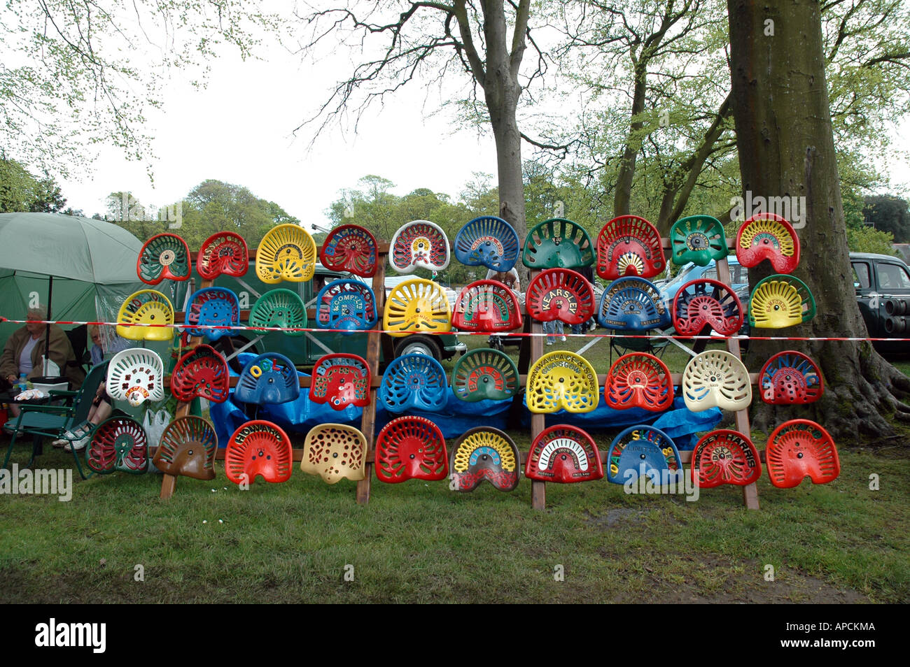 Multicoloured tractor seats on display at the Singleton Park classic ...