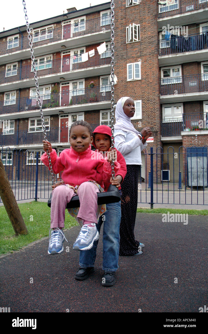 Multi-cultural low income Housing Estate in Brixton South London with ...