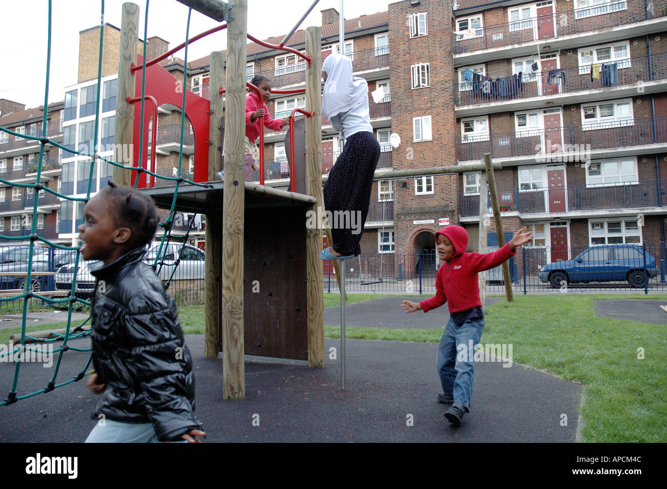 Multi-cultural low income Housing Estate in Brixton South London with ...