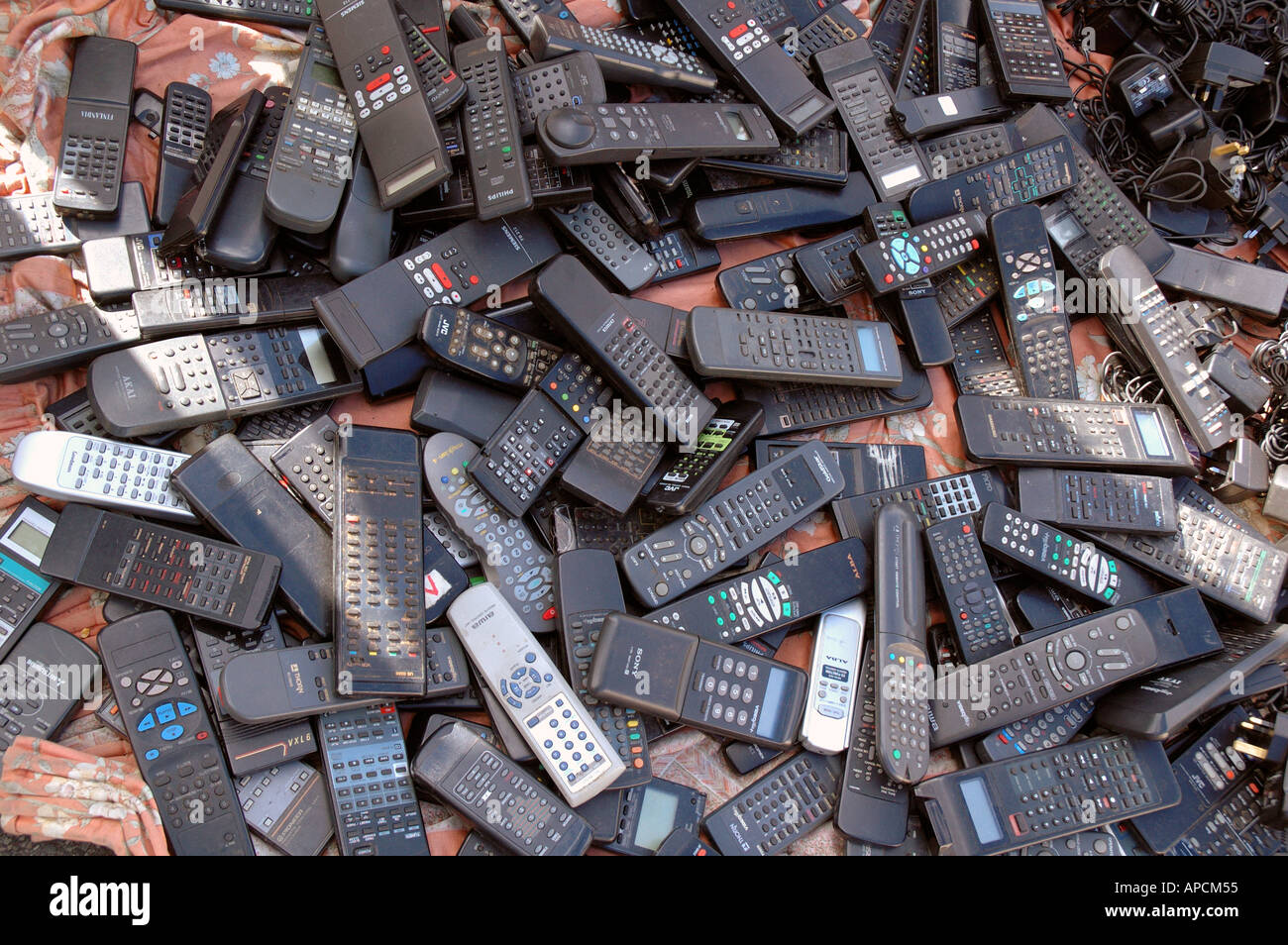 Piles of remote control for television and video machines Stock Photo ...
