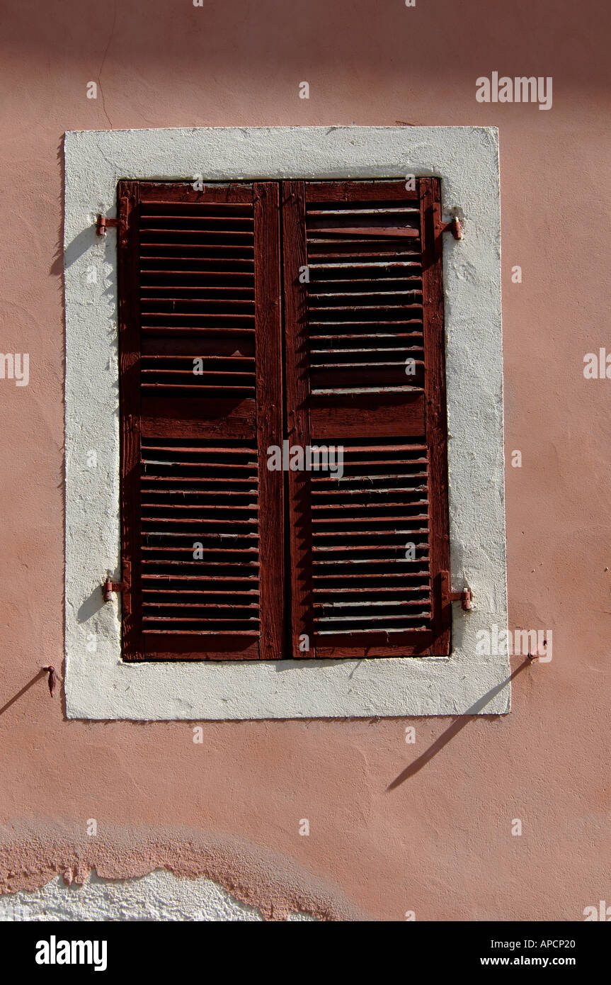 Wooden shutter on french village house Stock Photo - Alamy
