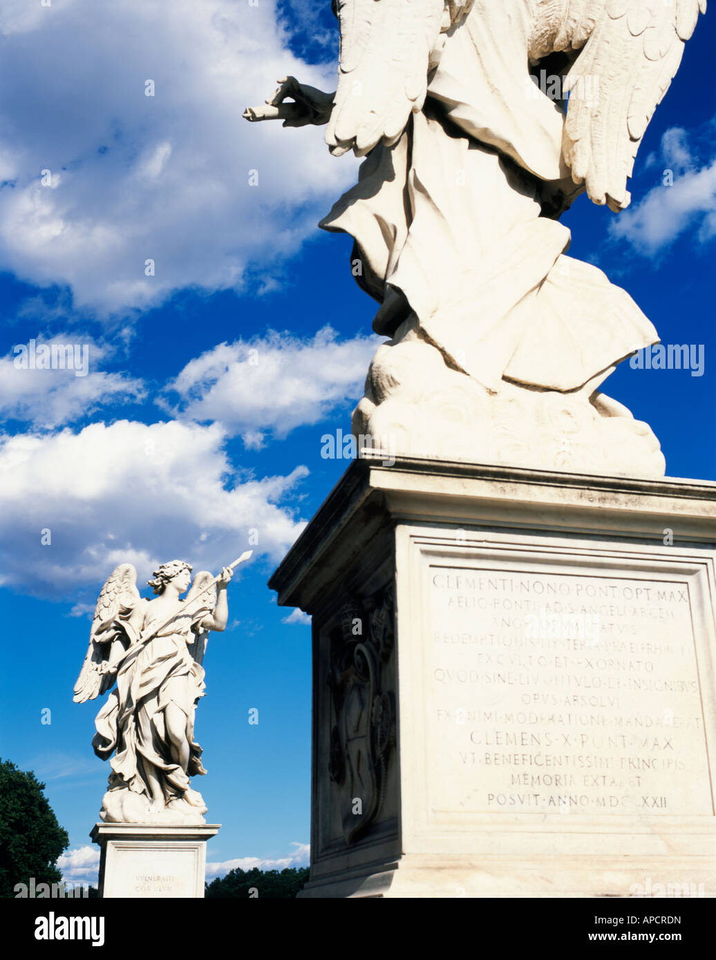 View of the two of the angle statues of Ponte Sant'Angelo leading to ...