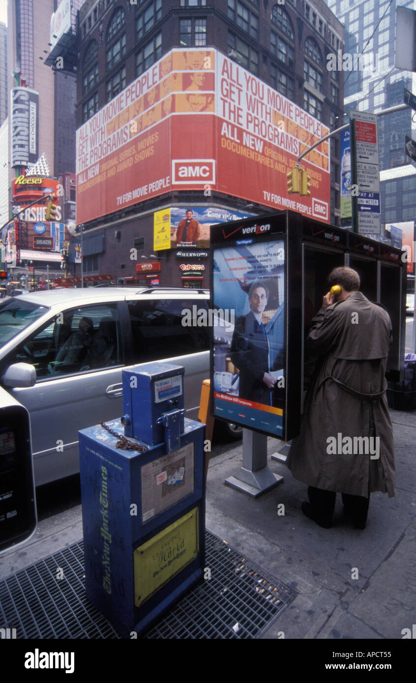 Making a phone call in mid town Manhattan New York City Stock Photo - Alamy